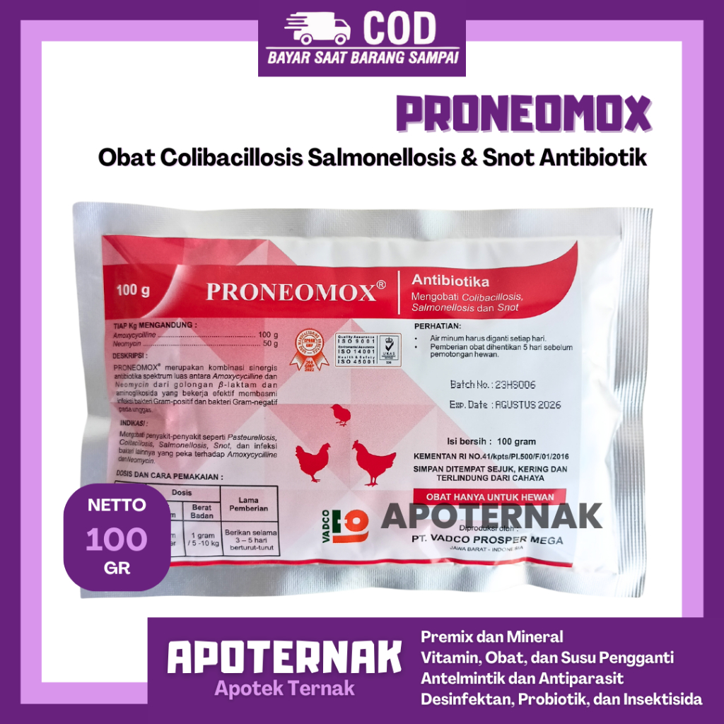 Jual PRONEOMOX 100 gram - Antibiotik Amox Obat Colibacillosis ...