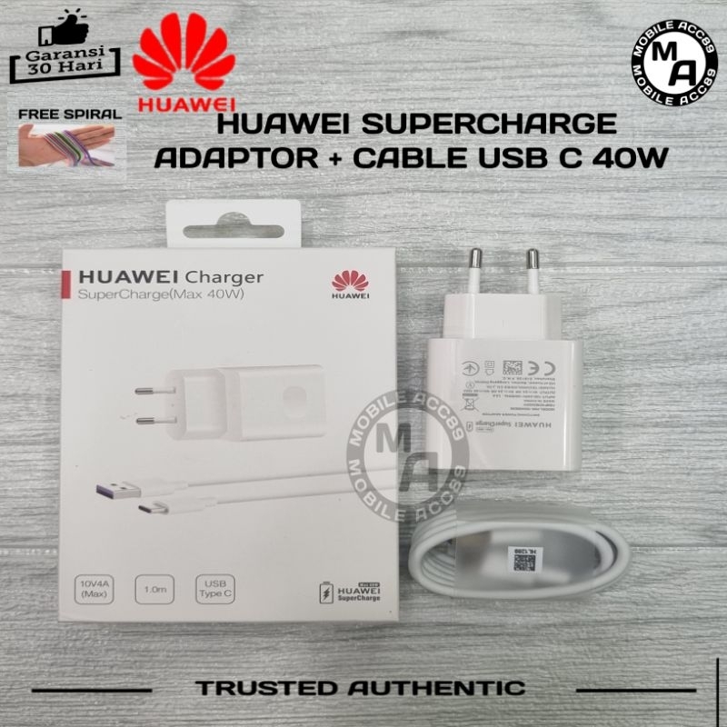 Jual Charger Huawei 40W SuperCharge Type C Original P30 - P30 Pro - P40 - P40 Pro - P40 Lite ...