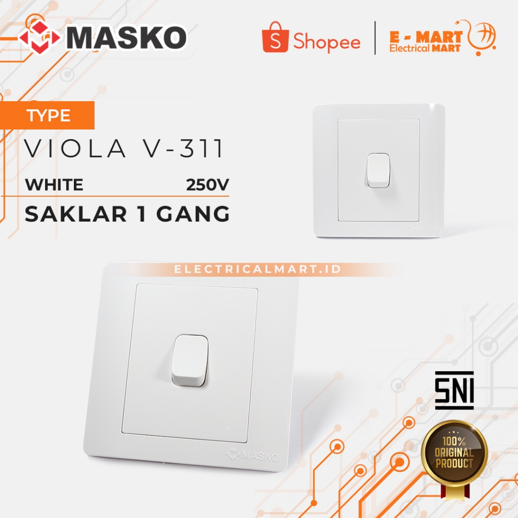 Jual MASKO VIOLA Saklar Tunggal / Saklar ENGKEL V-311 Kecil | Shopee ...