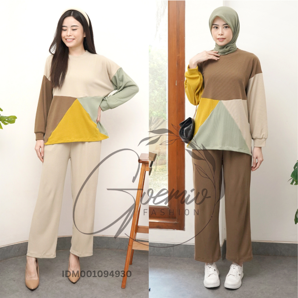 Jual Ilook | LD 110 One Set Oulaf Setelan Knit Combi Atasan Dan Celana Panjang Wanita Polos ...