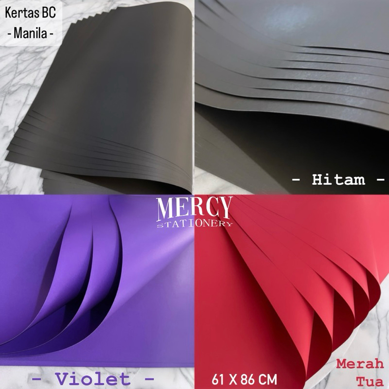 Jual 25 Lembar - Kertas Manila Merah Hitam BC Putih Warna Violet BC ...