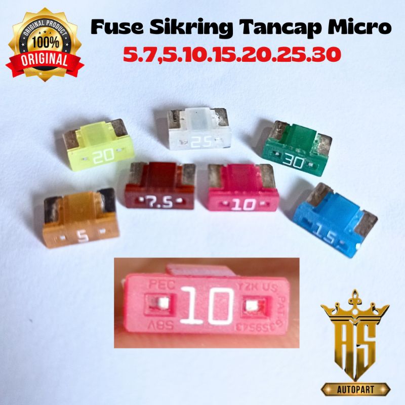 Jual Fuse Sekring Universal Sikring Tancap Micro Kaki Pendek PEC ...