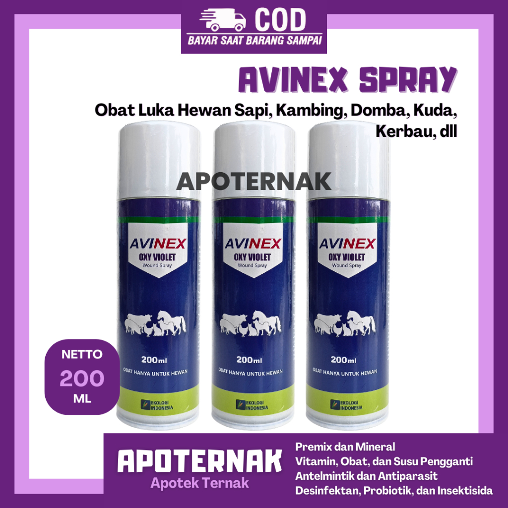 Jual AVINEX SPRAY 200 ml | Obat Antibiotik utk Luka Hewan | Seperti ...