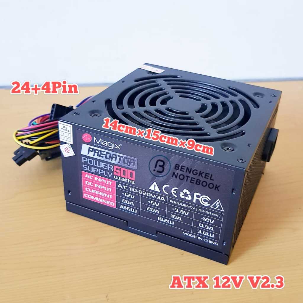 Jual Power Supply PSU PC MAGIX 500W Gaming FAN 12CM Besar 12V V2.3 24+4Pin | Shopee Indonesia