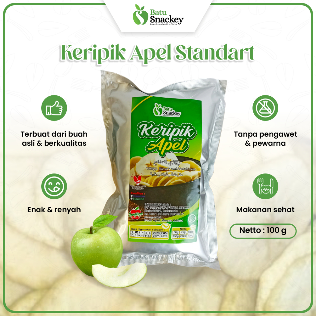 Jual Keripik Buah Kripik Apel Apple Chips 100 gram Oleh-Oleh Khas Batu ...