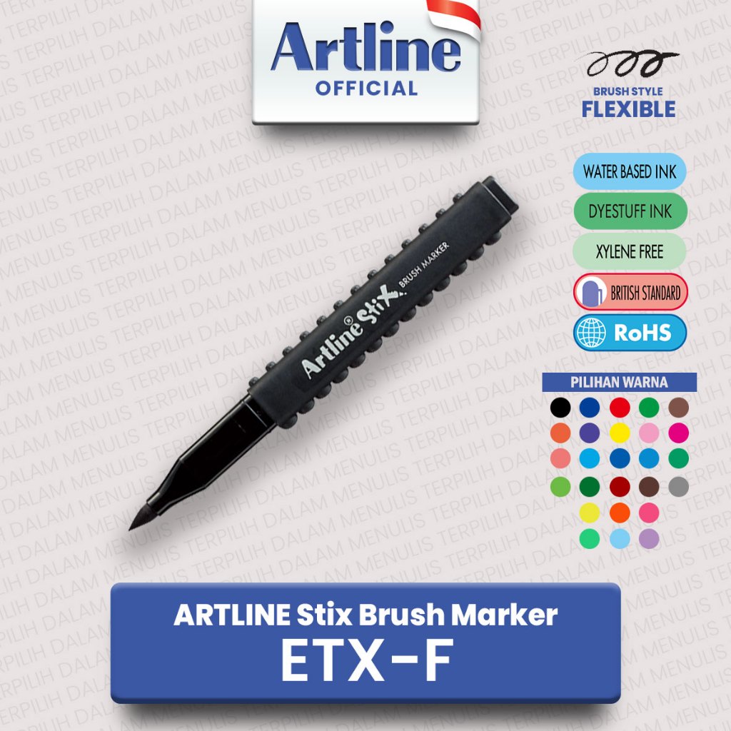 Jual ARTLINE STIX Spidol Brush Marker Pen Kuas Lettering Calligraphy ...