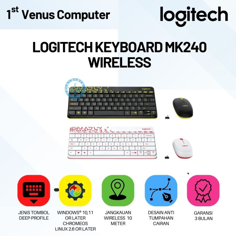 Jual KEYBOARD+MOUSE LOGITECH MK240 WIRELESS | Shopee Indonesia