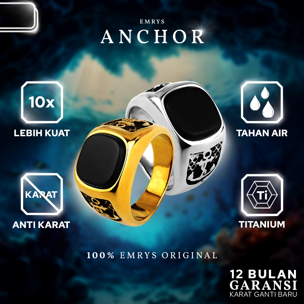 Jual BUY 1 FREE 1 GIFT Emrys Premium ANCHOR Ring Real Titanium Anti ...