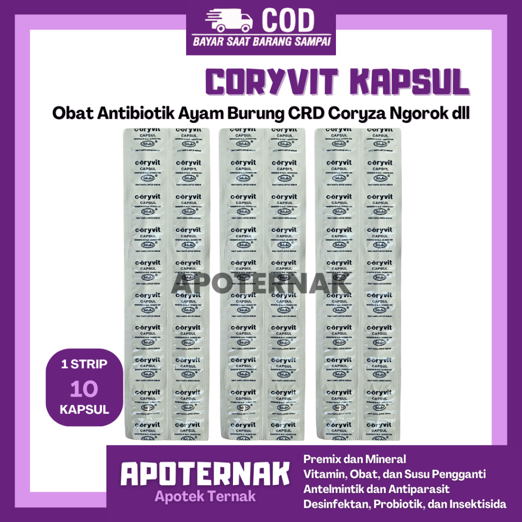 Jual CORYVIT 10 KAPSUL WONDER | Obat Antibiotik Ayam Unggas Burung Crd ...
