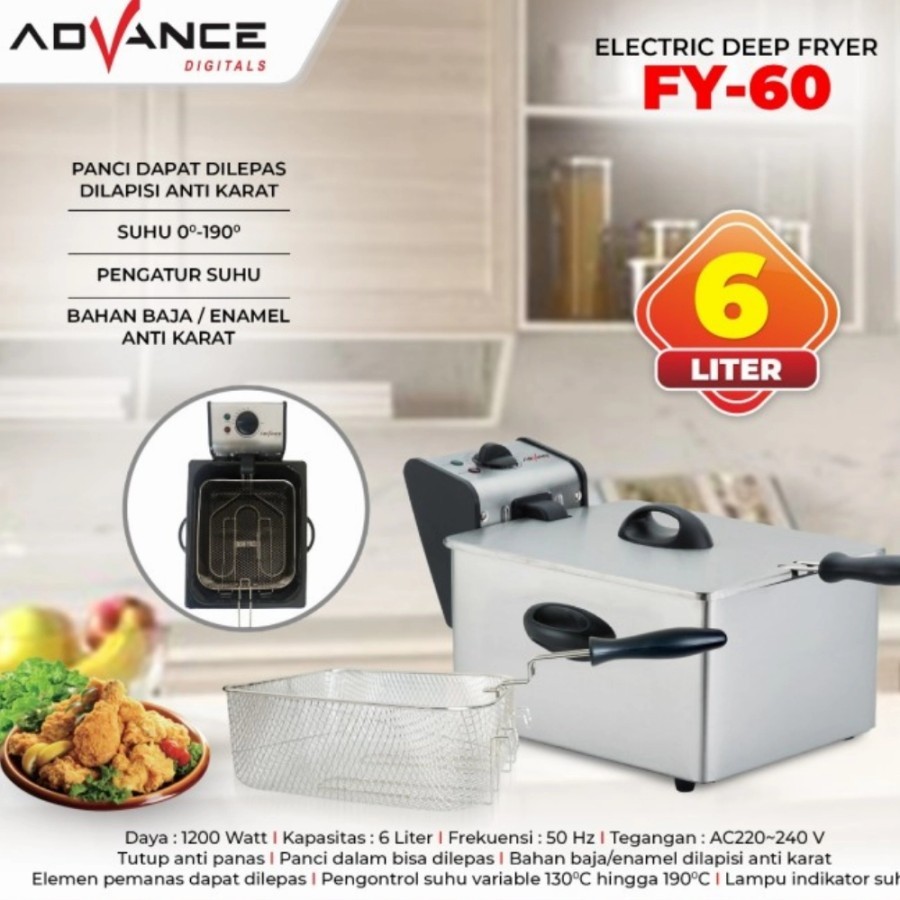 Jual ADVANCE Electric Deep Fryer FY-60 Penggorengan Listrik 6 Liter ...