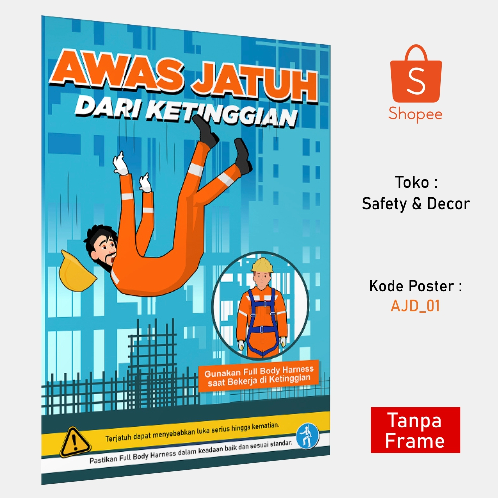 Jual Safety Poster K3: Awas Jatuh Dari Ketinggian | Shopee Indonesia