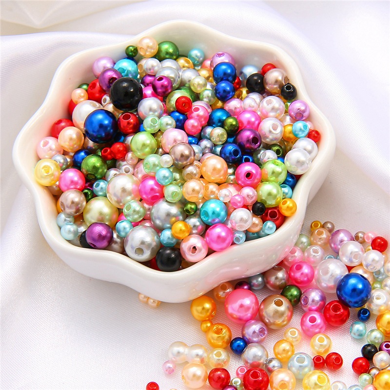 Jual 150pcs Manik Mutiara Kilau 3-8mm Mix Manik Kaca Bulat Bumi Bahan ...