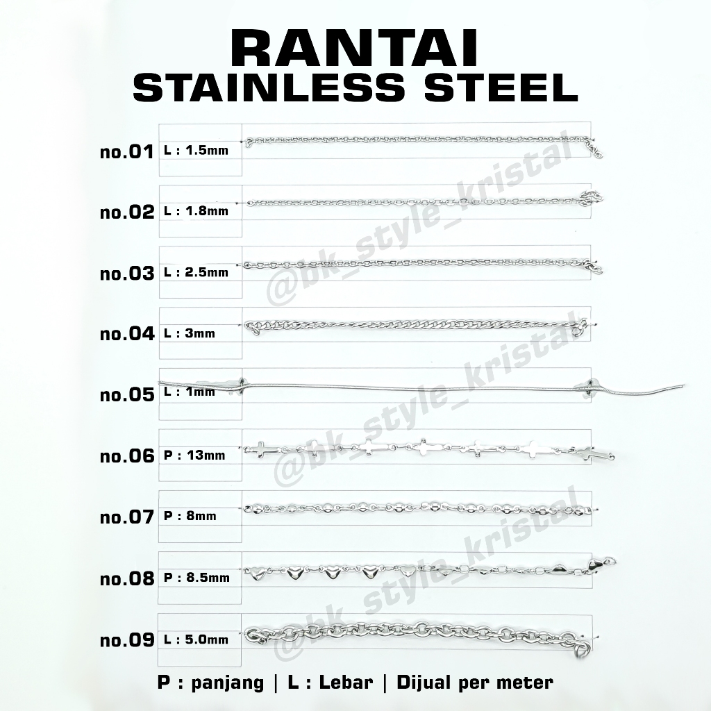 Jual RANTAI Stainless Steel - per meter | Shopee Indonesia