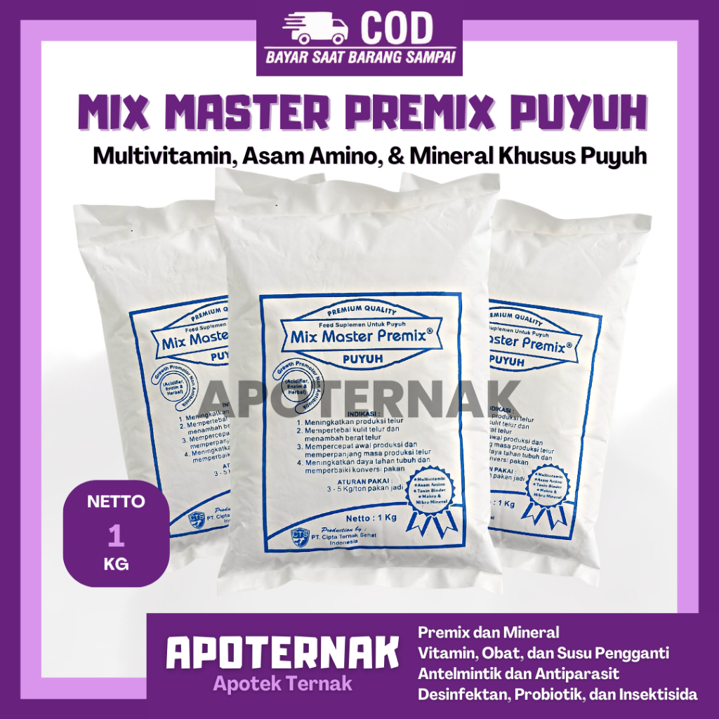 Jual MIX MASTER PREMIX PUYUH 1 kg | Premix Burung Puyuh Peningkat ...