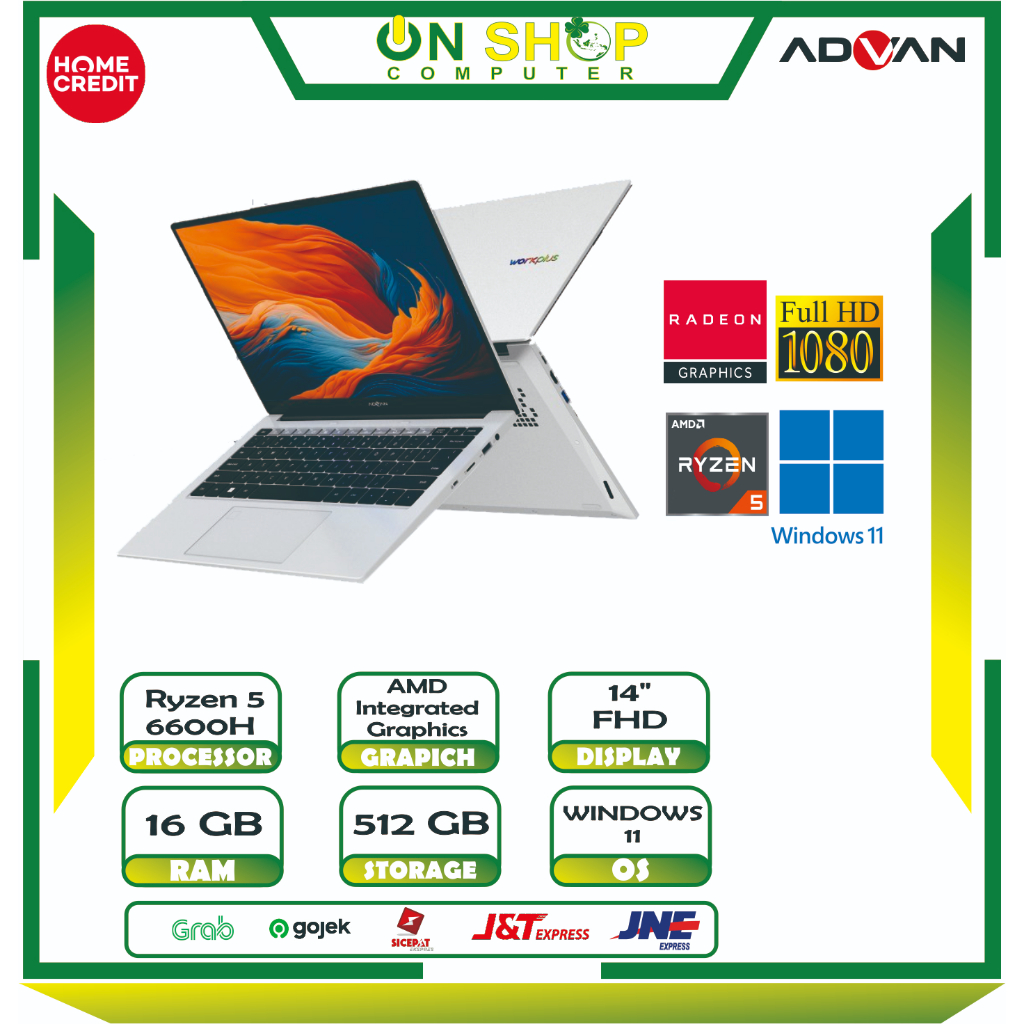 Jual Advan Work PLus AMD Ryzen 5 6600H RAM 16GB SSD 512G Windows 11 ...