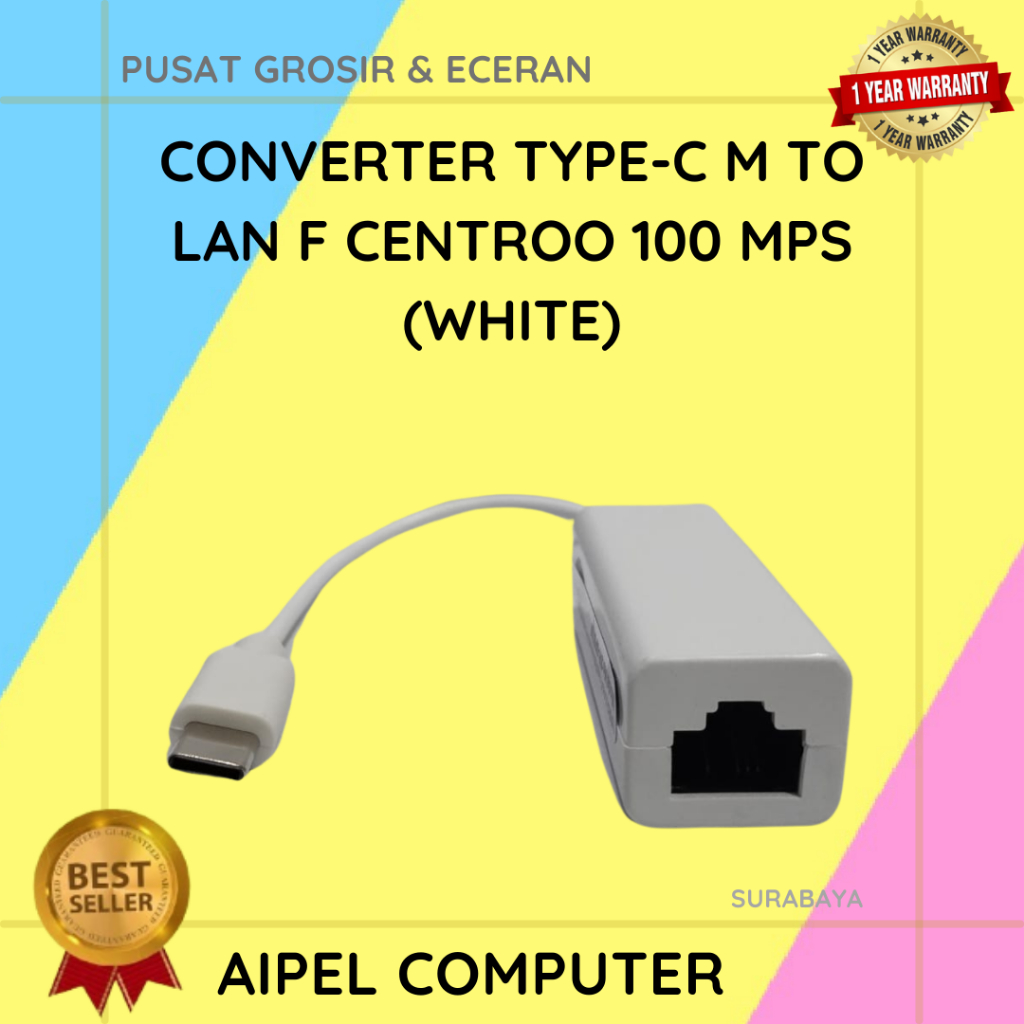 Jual LAN2C | CONVERTER TYPE-C MALE TO LAN FEMALE CENTROO 100 MPS (WHITE ...