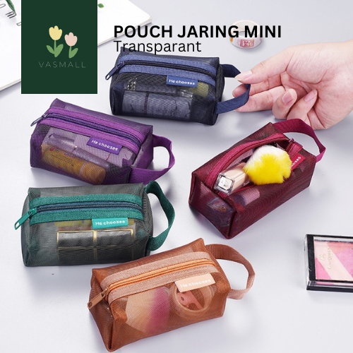 Jual VASMALL - TAS MAKEUP JARING MINI TRANSPARANT | DOMPET NILON ...