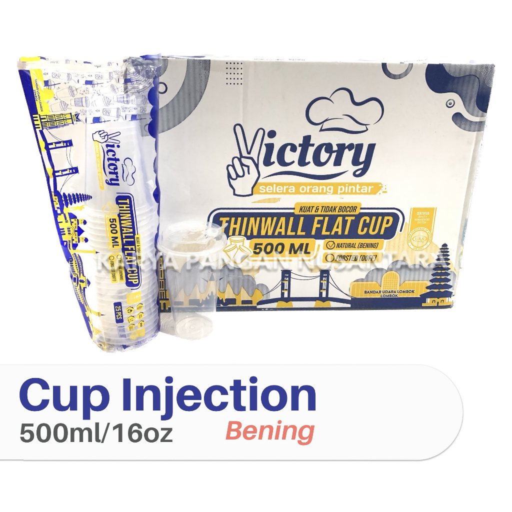 Jual THINWALL VICTORY GELAS CUP INJECTION 16 OZ 500 ML PLASTIK BOBA SET BENING PACK 25 | Shopee ...