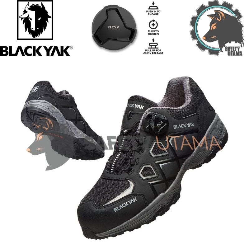 Jual Sepatu safety shoes black yak 405D BOA fastrack black Original ...