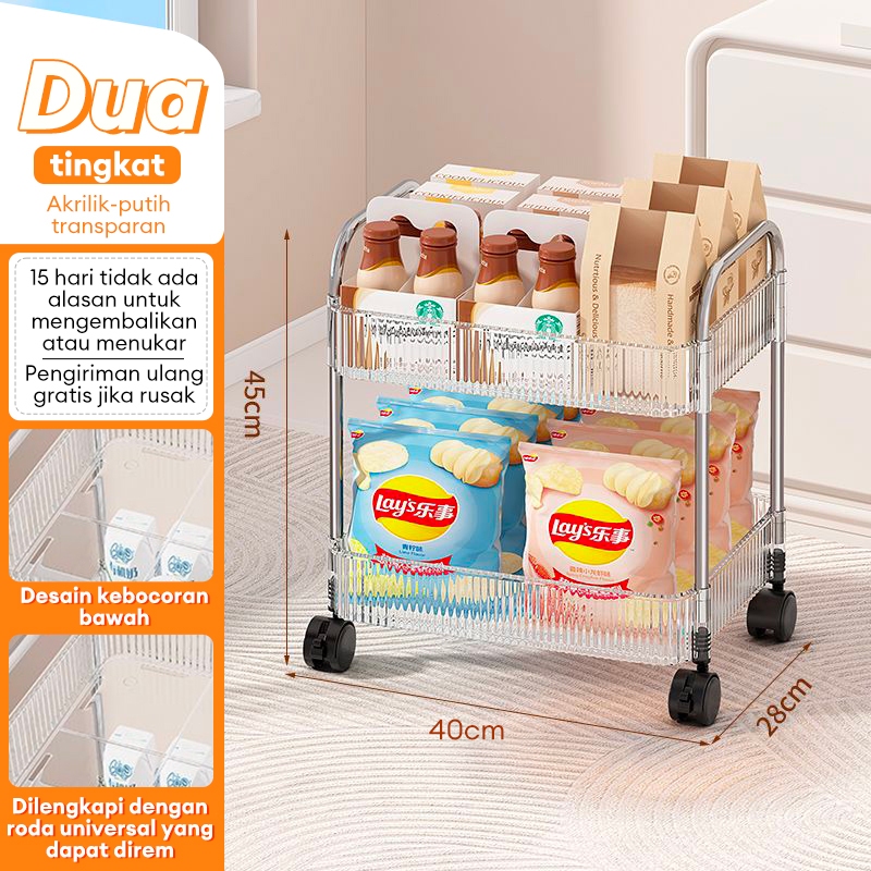 Jual Rak troli Transparan Rak Snack Rak Kamar Tidur Ruang Tamu ...