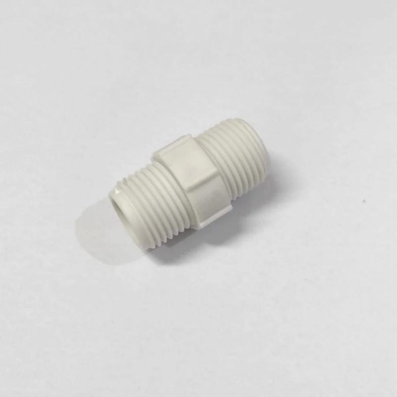 Jual Double nepel pvc drat luar ukuran 1/2 inch / double nepel plastik 1/2 inch warna putih ...