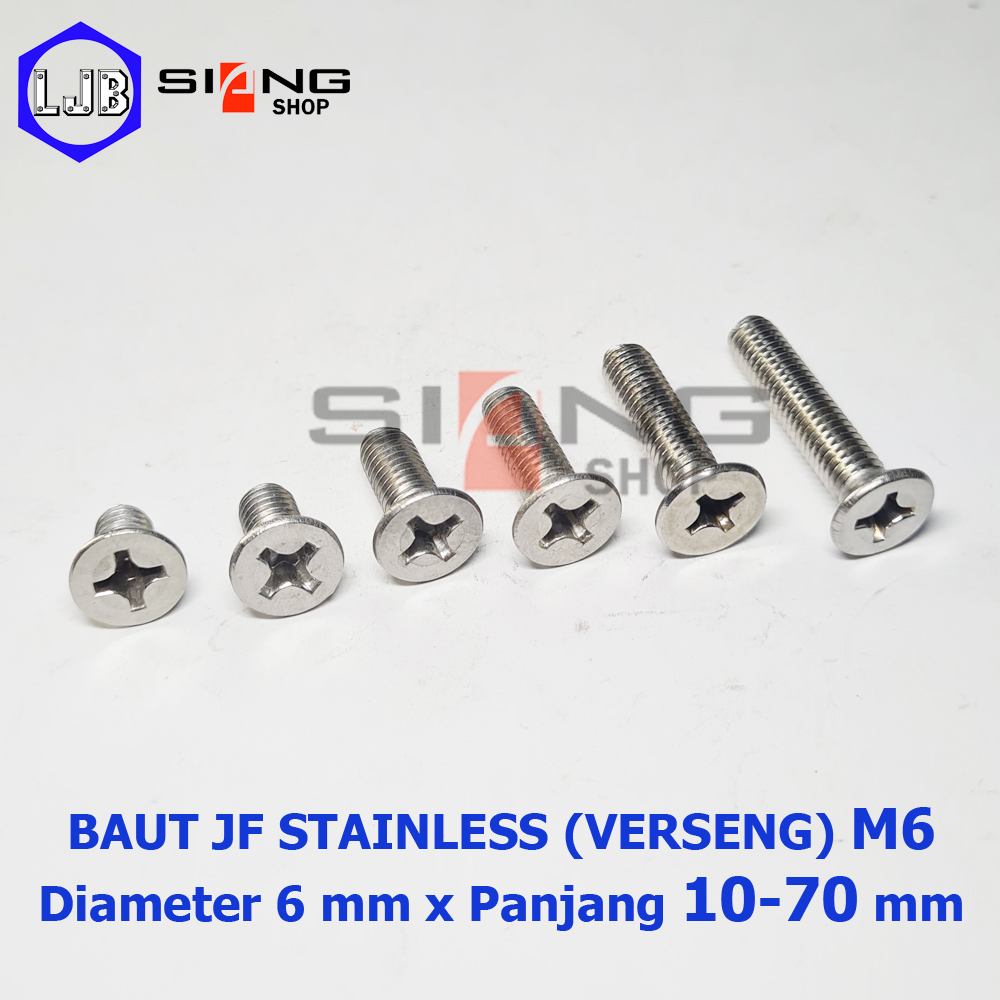 Jual Baut JF Stainless M6 panjang 10 sd 70mm / Baut Verseng Stainless | Shopee Indonesia
