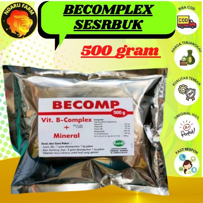 Jual BECOMP Serbuk 500g VITAMIN B-COMPLEX + MINERAL Powder Hewan Ternak ...