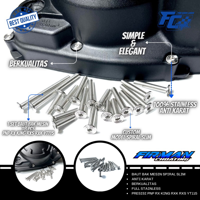 Jual BAUT BUBUT SPIRAL SET BAK MESIN RX KING RXS RXK YT115 CUSTOM ...