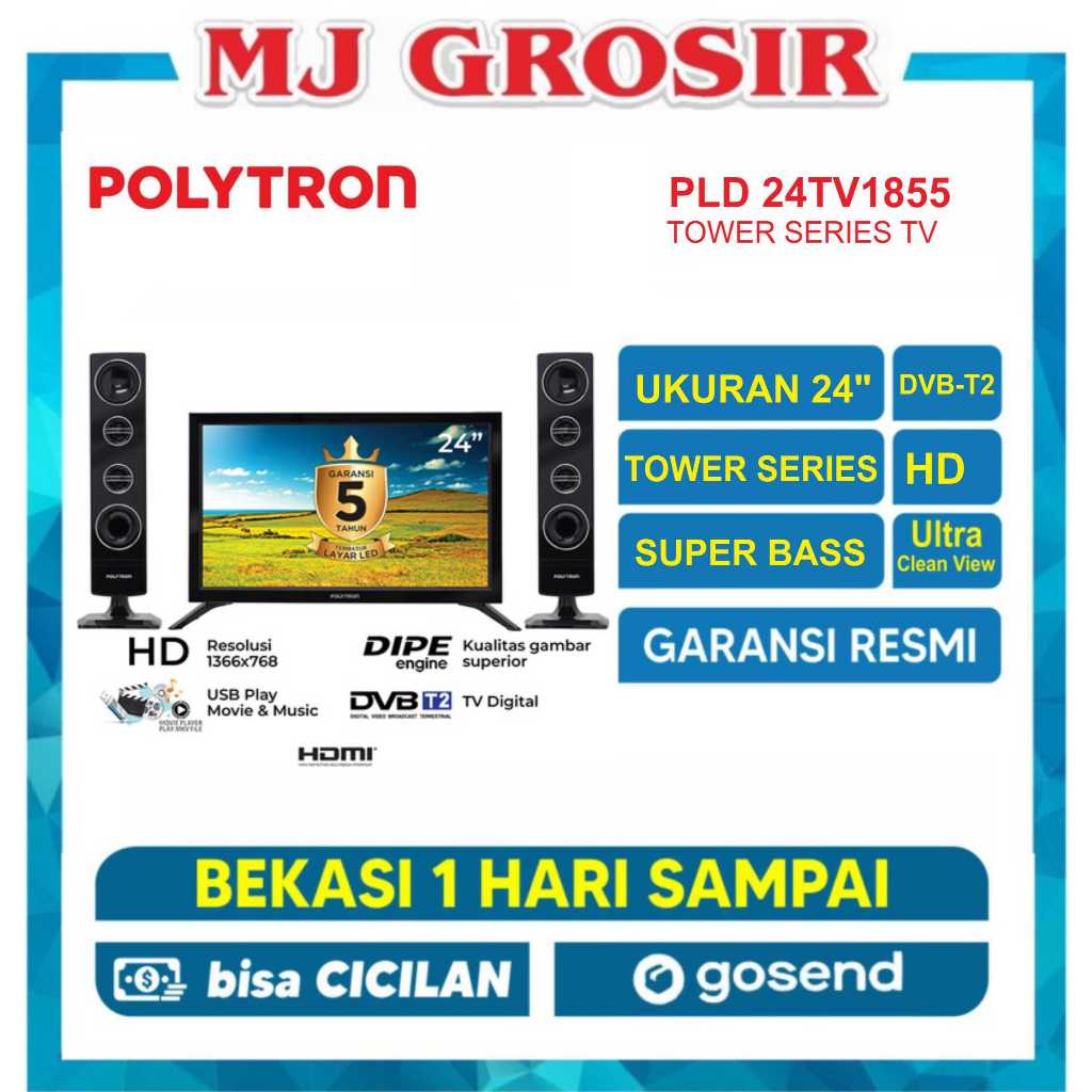 Jual PROMO LED TV POLYTRON 24TV0855 24TV1855 24 INCH USB MOVIE HD HDMI ...