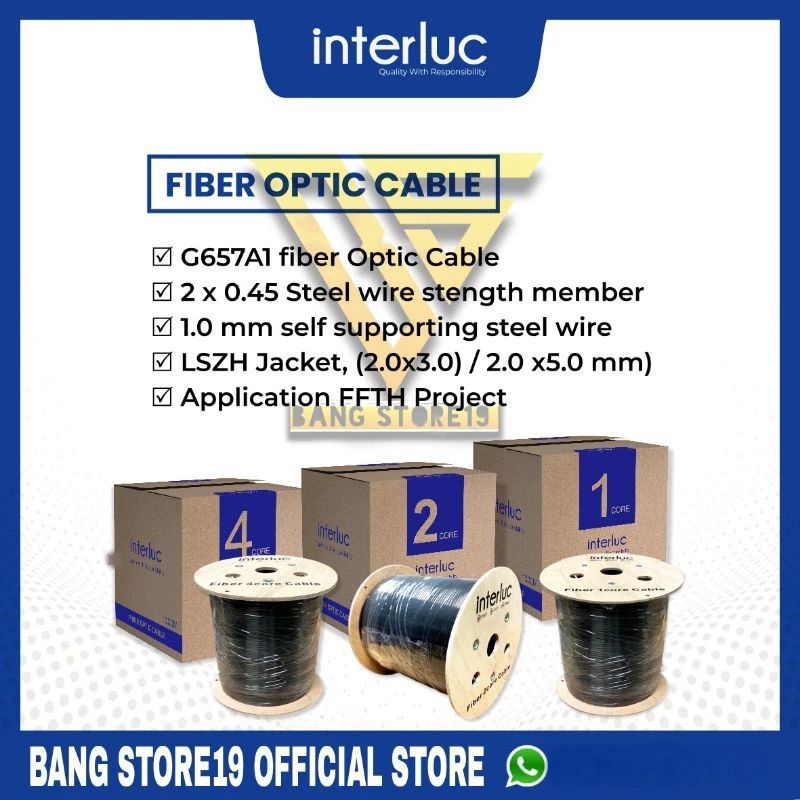 Jual INTERLUC FTTH Kabel FO Fiber Optic Dropcore 1/2/4 Core 3 Seling ...