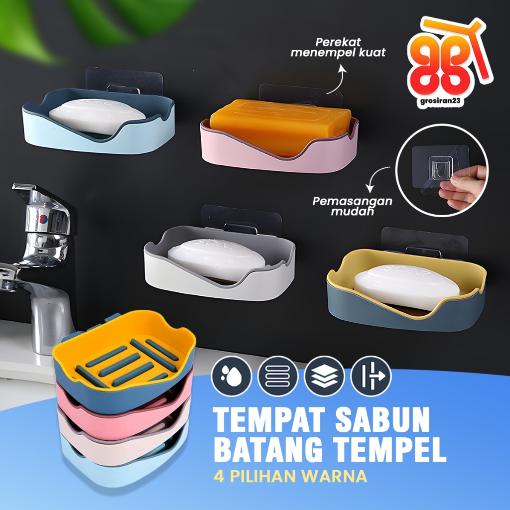 Jual Kotak Sabun Kamar Mandi Tempat Sabun Tempel Dinding Drain Soap Box ...