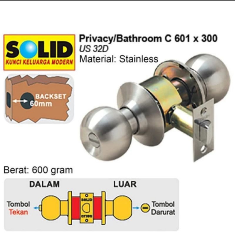Jual Kunci Bulat / Lockset Kamar Mandi / Gagang Kamar Bulat / Handle ...