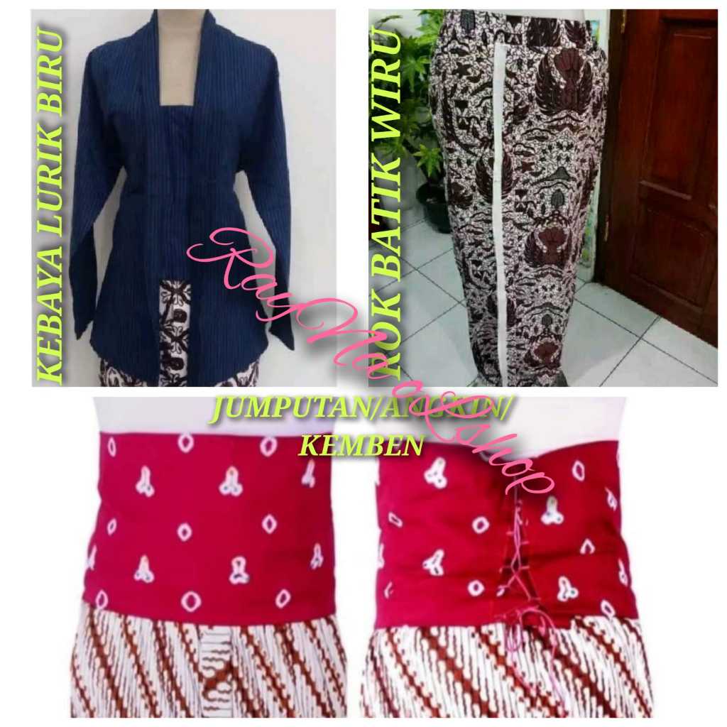 Jual 1 SET BAJU KEBAYA LURIK BIRU + KEMBEN/ JUMPUTAN/ ANGKIN + ROK ...