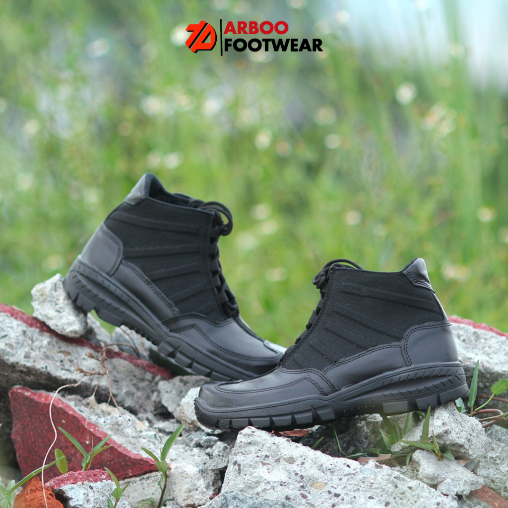 Jual PROMO Sepatu PDL Pendek Resleting Hitam Kulit Sapi Asli Dinas ...