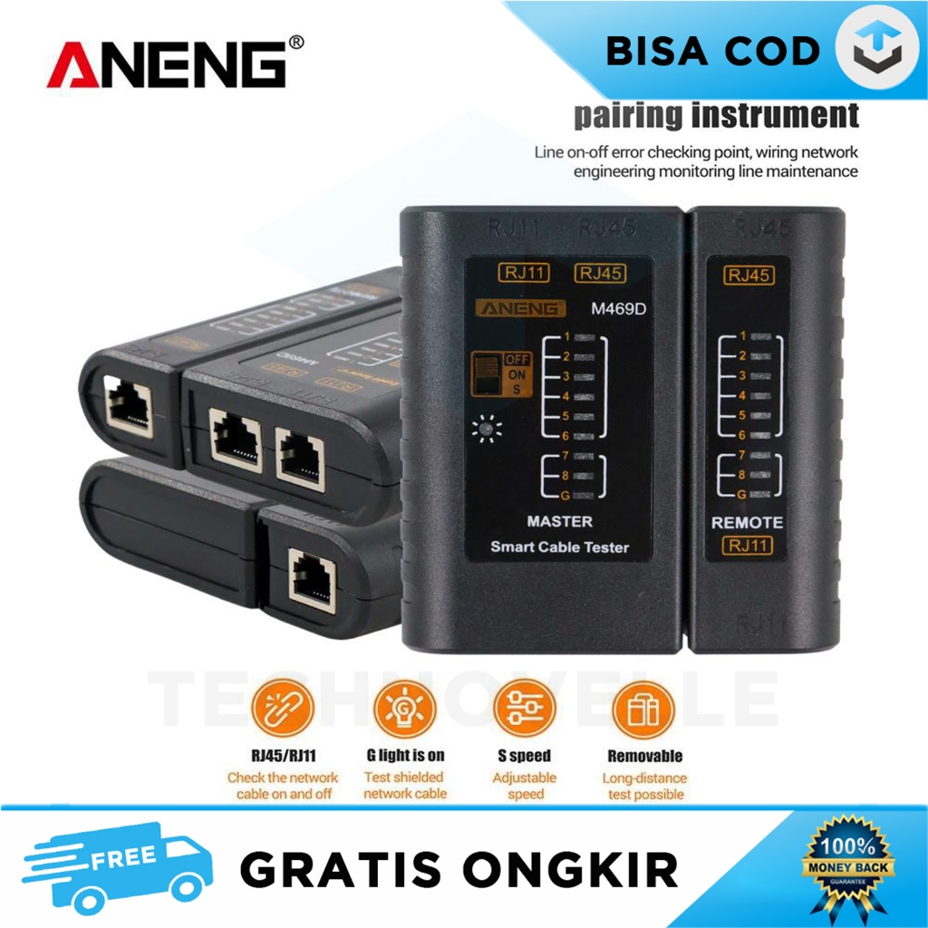 Jual ALAT TES KABEL JARINGAN RJ45 RJ11 PENGUJI LAN TESTER ANENG M469D ...