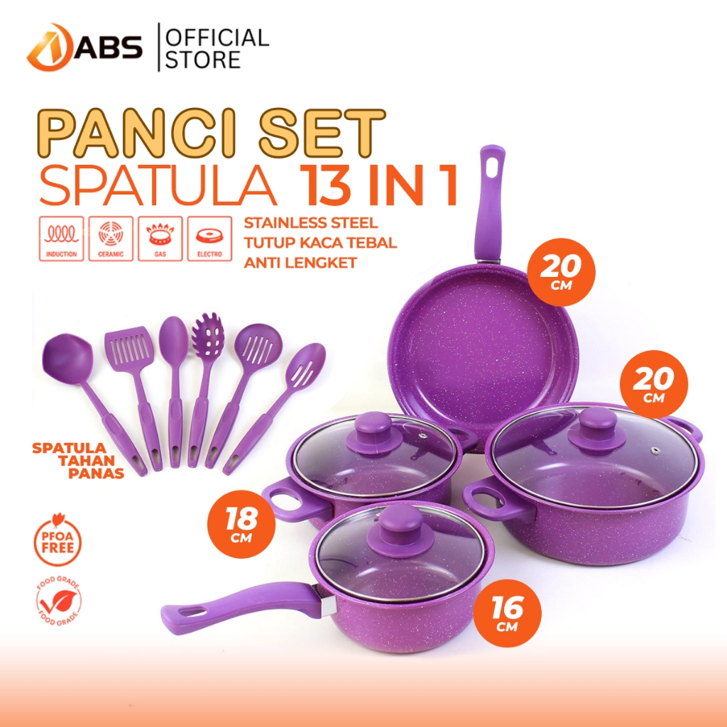 Jual ABS Cookware Panci Set Wajan Penggorengan Spatula Set Isi 13Pcs 1 ...
