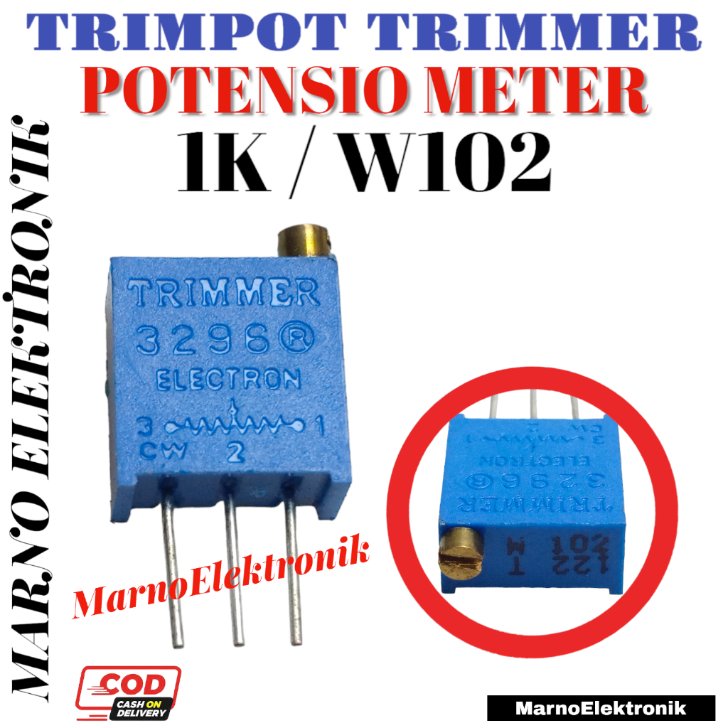 Jual TRIMPOT TRIMMER TRIMER POTENSIO METER 1K W102 5K W502 10K W103 20K ...