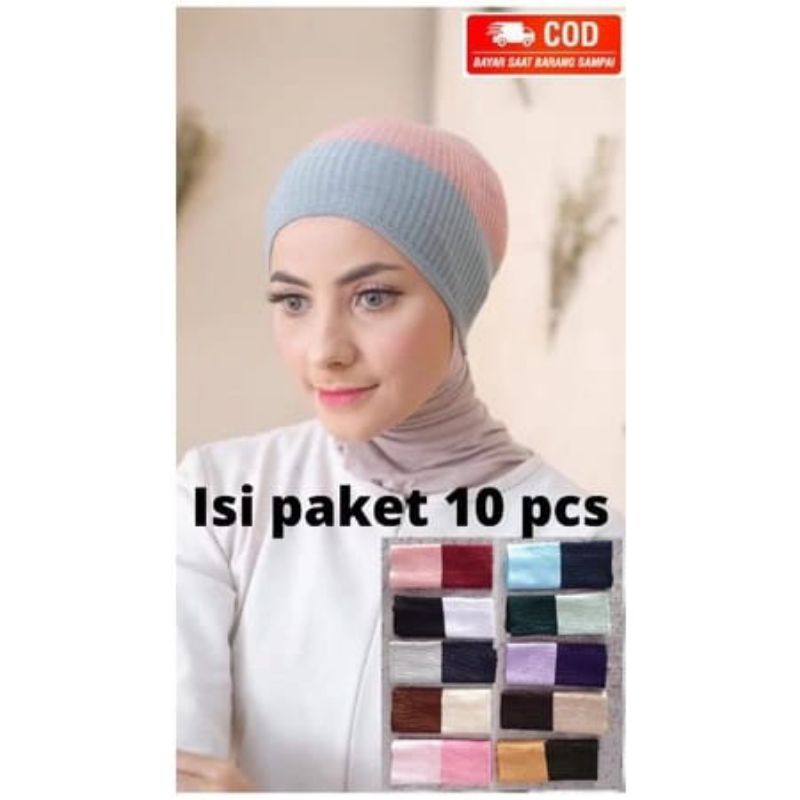 Jual ciput rajut bandana daleman kerudung 2 warna isi ( 10 pcs ...