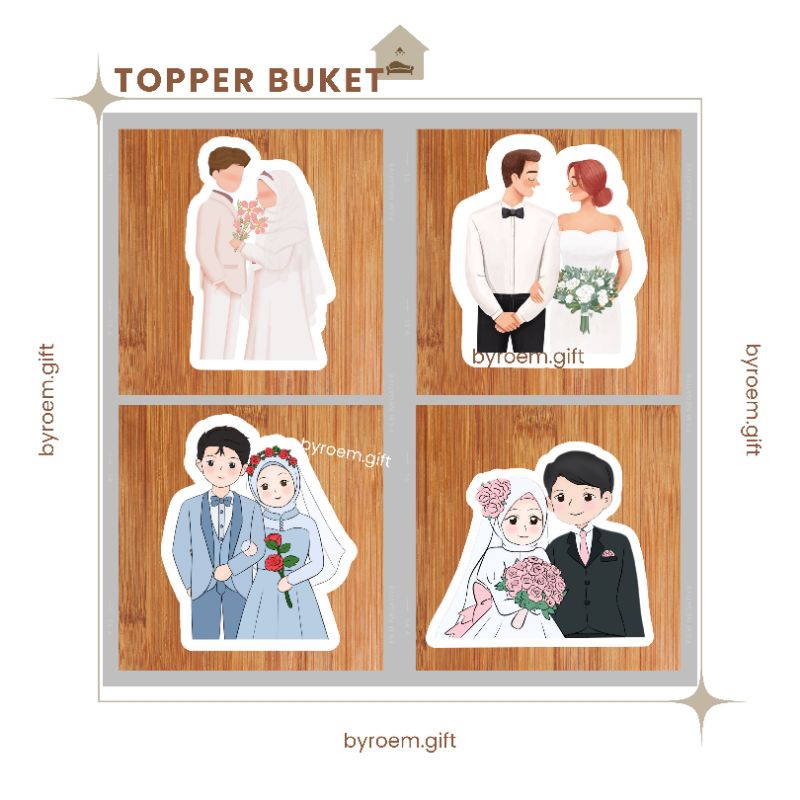 Jual TOPPER BUKET TEBAL PREMIUM COUPLE/pasangan WEDDING | Shopee Indonesia