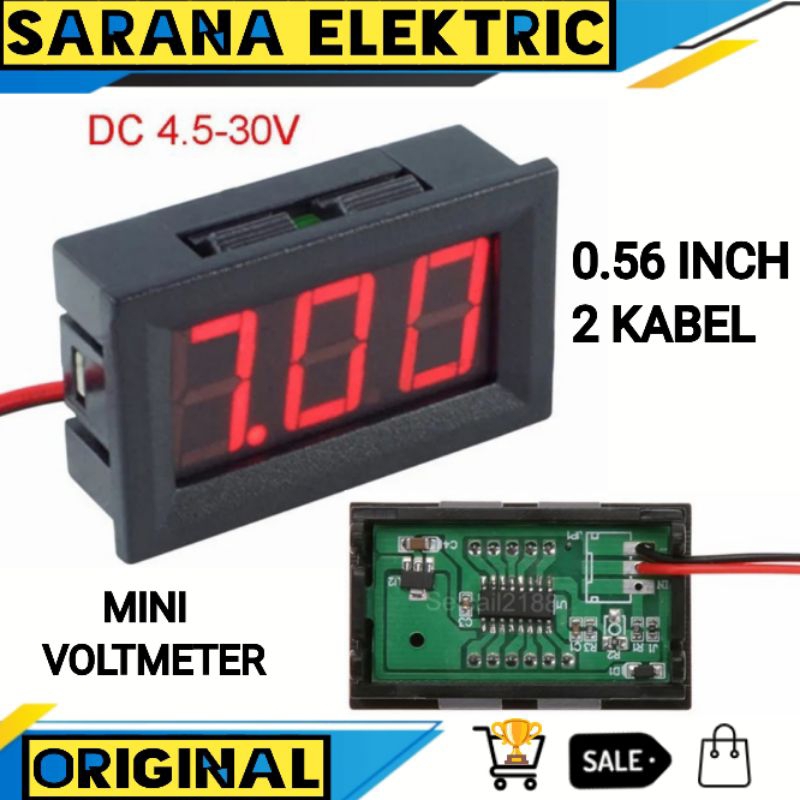 Jual VOLTMETER MINI DC 4,5-30V DIGITAL VOLT METER 0,56 INCH 2 KABEL 3 ANGKA | Shopee Indonesia