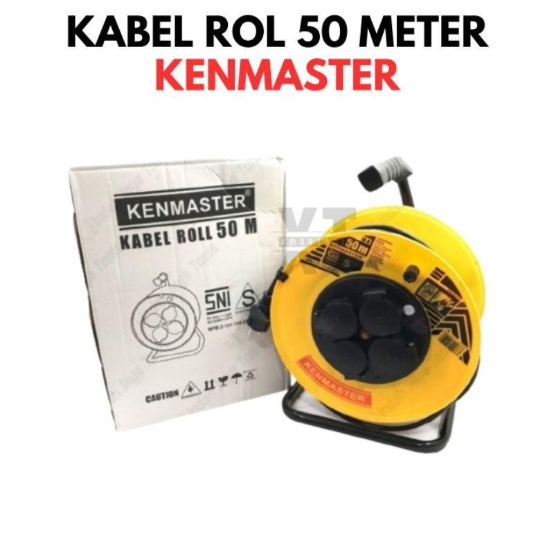 Jual Kabel rol 50 Meter - Stop kontak rol 4 Lubang 50 M Kenmaster | Shopee Indonesia