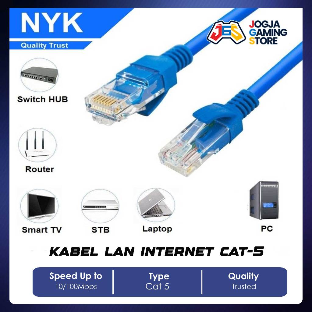 Jual NYK Kabel LAN Cat 5 Kabel UTP Cat 5e Cat5 RJ45 | Shopee Indonesia