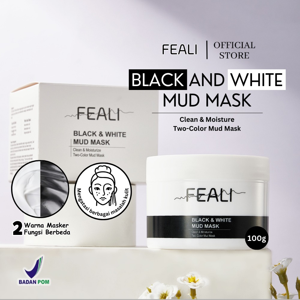 Jual [BPOM] FEALI Black & White Mud Mask Pore Clean & Moisturize Two ...