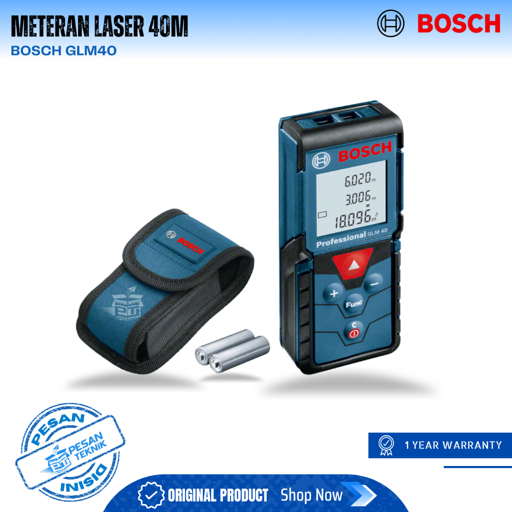 Jual Meteran Digital Laser 40 Meter BOSCH GLM40 | Shopee Indonesia