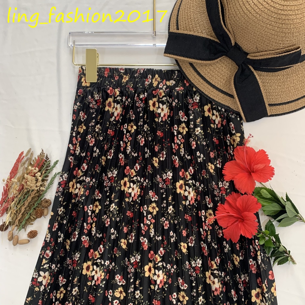 Jual ROK PLISKET WANITA KOREAN STYLE/ROK PLISKET PAYUNG MOTIF BUNGA ...