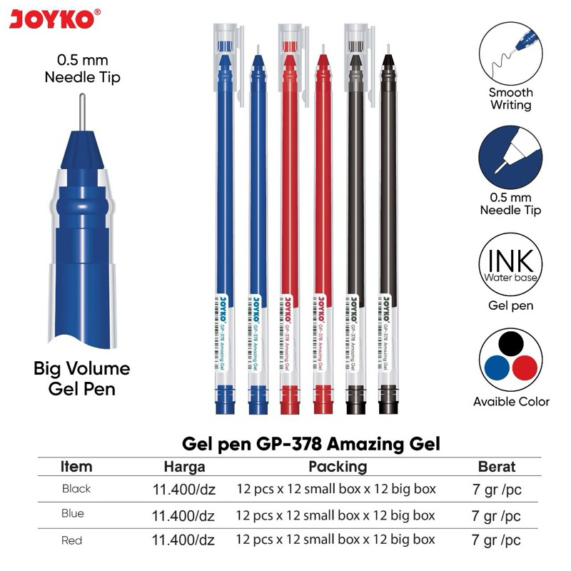 Jual ( 1 pcs ) Gel Pen Amazing Gel 0,5 mm / Pena Gel GP-378 tinta hitam ...