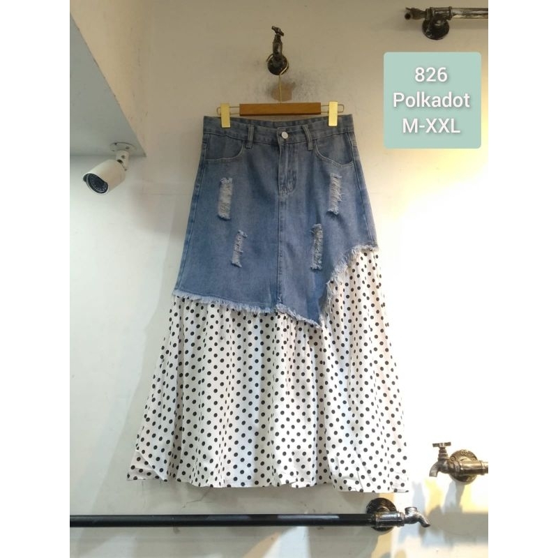 Jual Rok Jeans Premium Model Kombinasi Motif Batik Bunga Alfabet ...