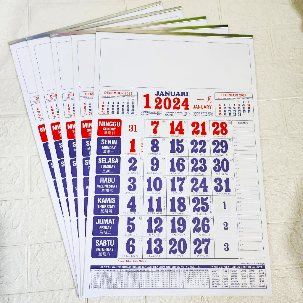Jual KALENDER KERJA KECIL 32x48 ADA TULISAN CHINA TAHUN 2024 | Shopee ...