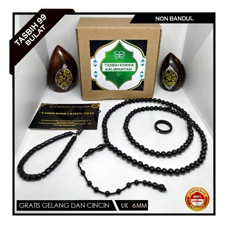 Jual Tasbih Kokka Original Bulat 99 Butir Hitam 6MM Pukaha Kaukah Asli ...