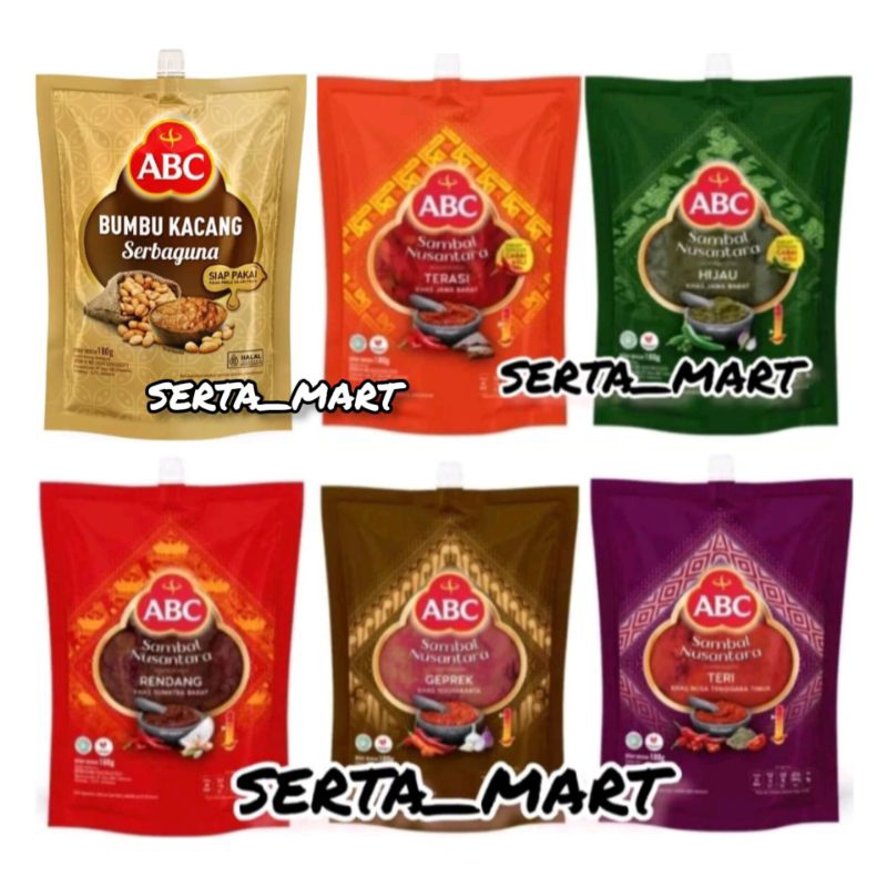 Jual ABC Sambal Nusantara Pouch 180gr - Sambal Terasi / Geprek / Teri ...